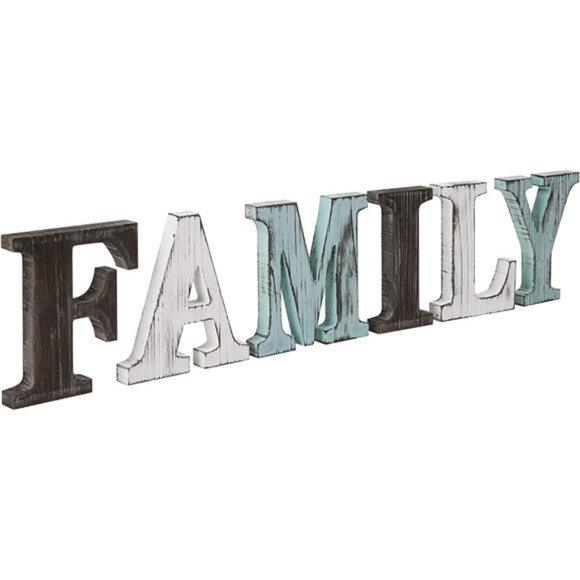 Accents | Rustic Freestanding Multicolor Wood Block Style Cutout ...